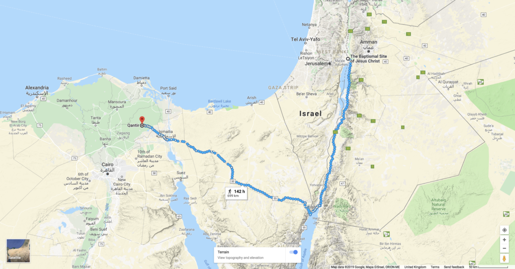 Google Maps Israelites Wilderness Journey Suggestion - Bible Revelation